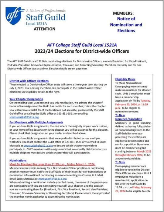 AFT College Staff Guild, Local 1521A | AFT Stateweb